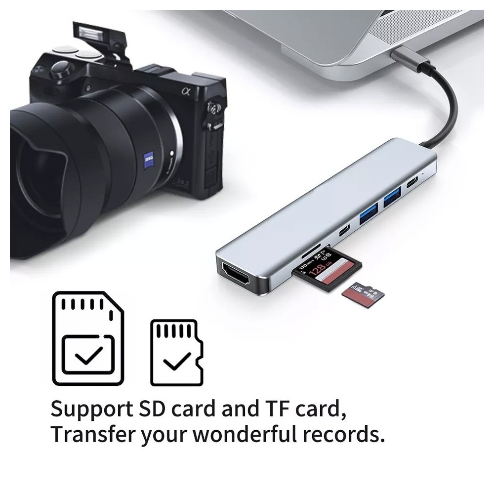 USB-C Hub to HDMI 4K / 2 USB-A / 1 USB-C + 2 card readers